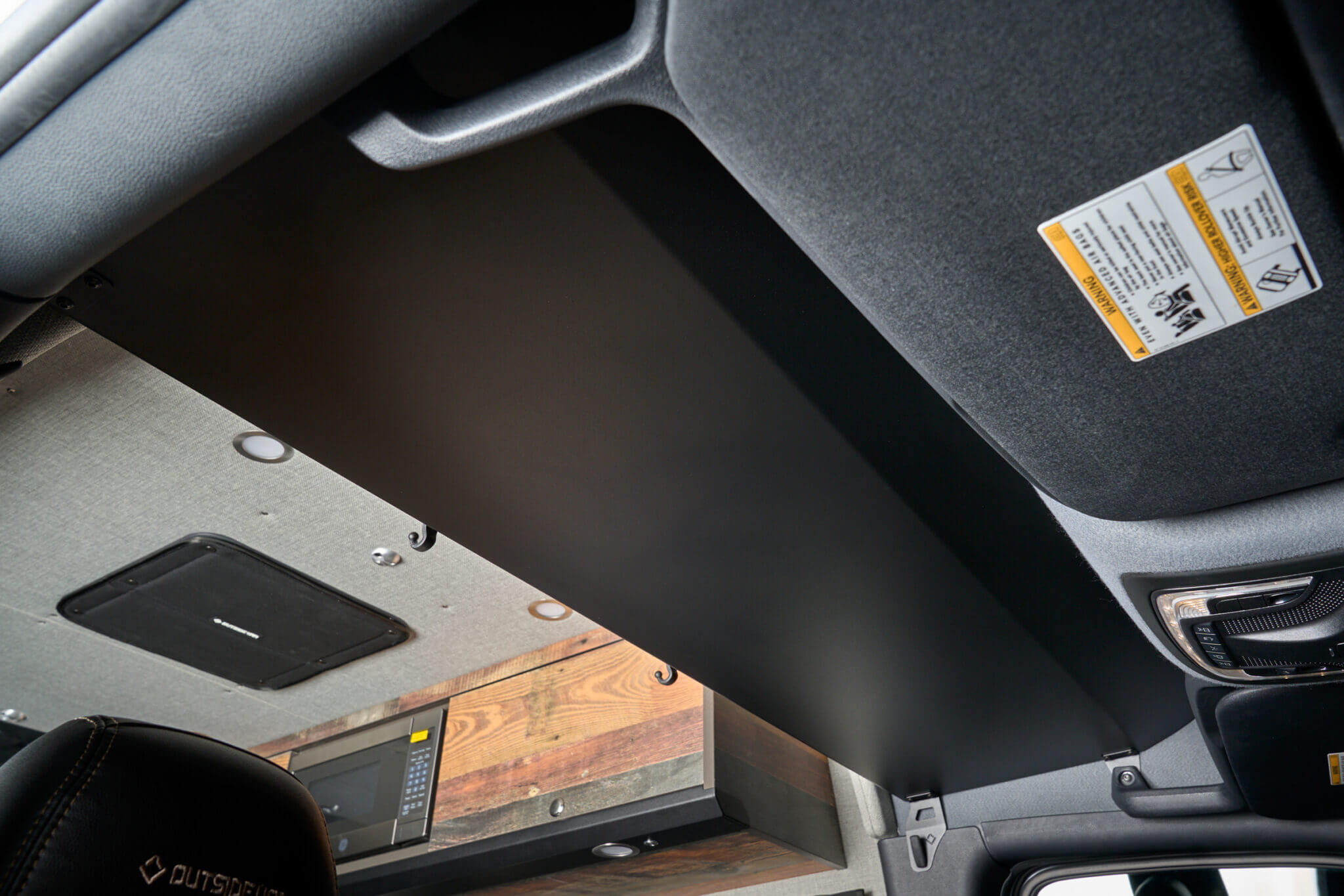 The Top Shelf Headliner / Ovehead Cab Shelf for the Sprinter| Outside Van